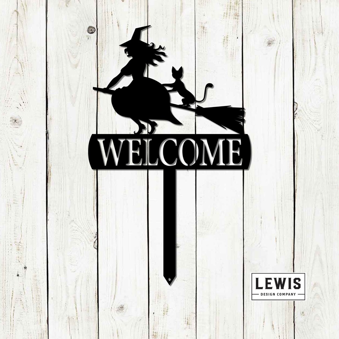 Witch Metal Welcome Stake Sign, Witch Sign, Halloween Decoration ...