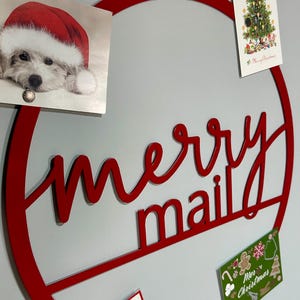 Merry Mail Christmas Metal Sign, Christmas Card Photo Holder, Holiday ...