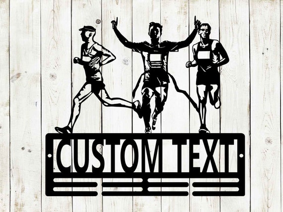 Male Runner Medal Hanger With Custom Monogram Name Metal Sign - Etsy