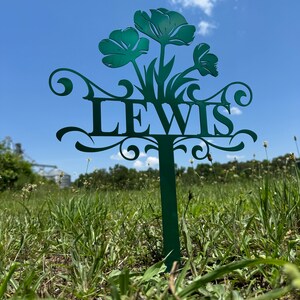 Custom Name Flower Stake Metal Sign, Garden Stake, Garden Art, Metal ...