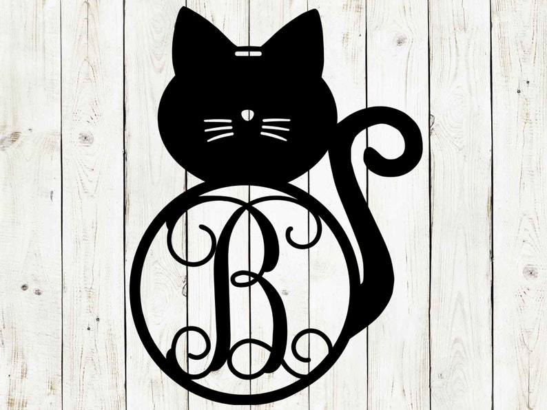 Cat Monogram Door Hanger Cat Sign Door Hanger Metal Art - Etsy