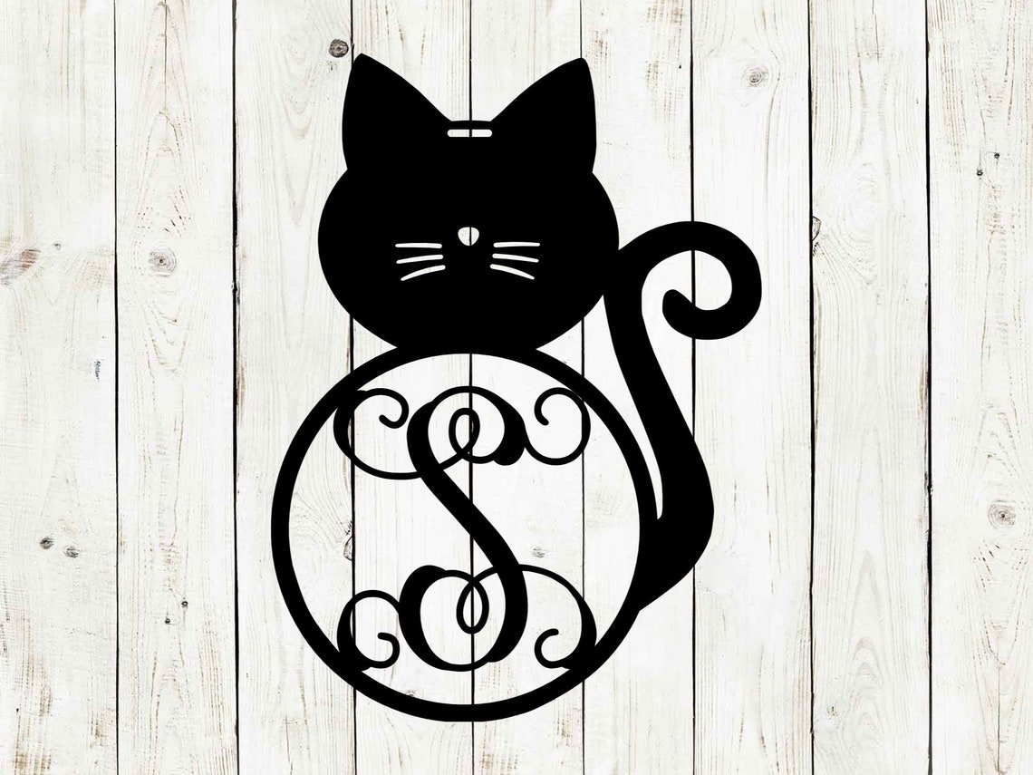 Cat Monogram Door Hanger Cat Sign Door Hanger Metal Art - Etsy