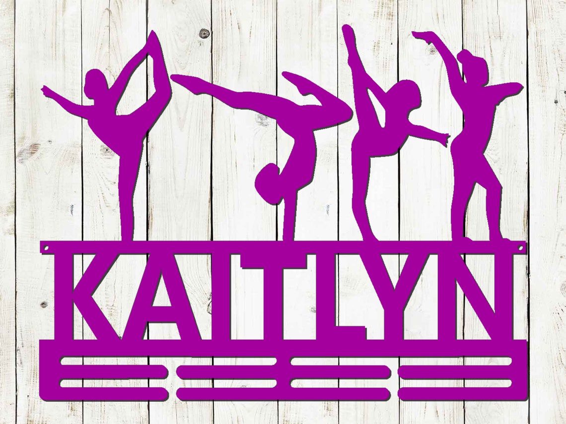 Gymnastics Medal Hanger With Custom Monogram Name Metal Sign - Etsy