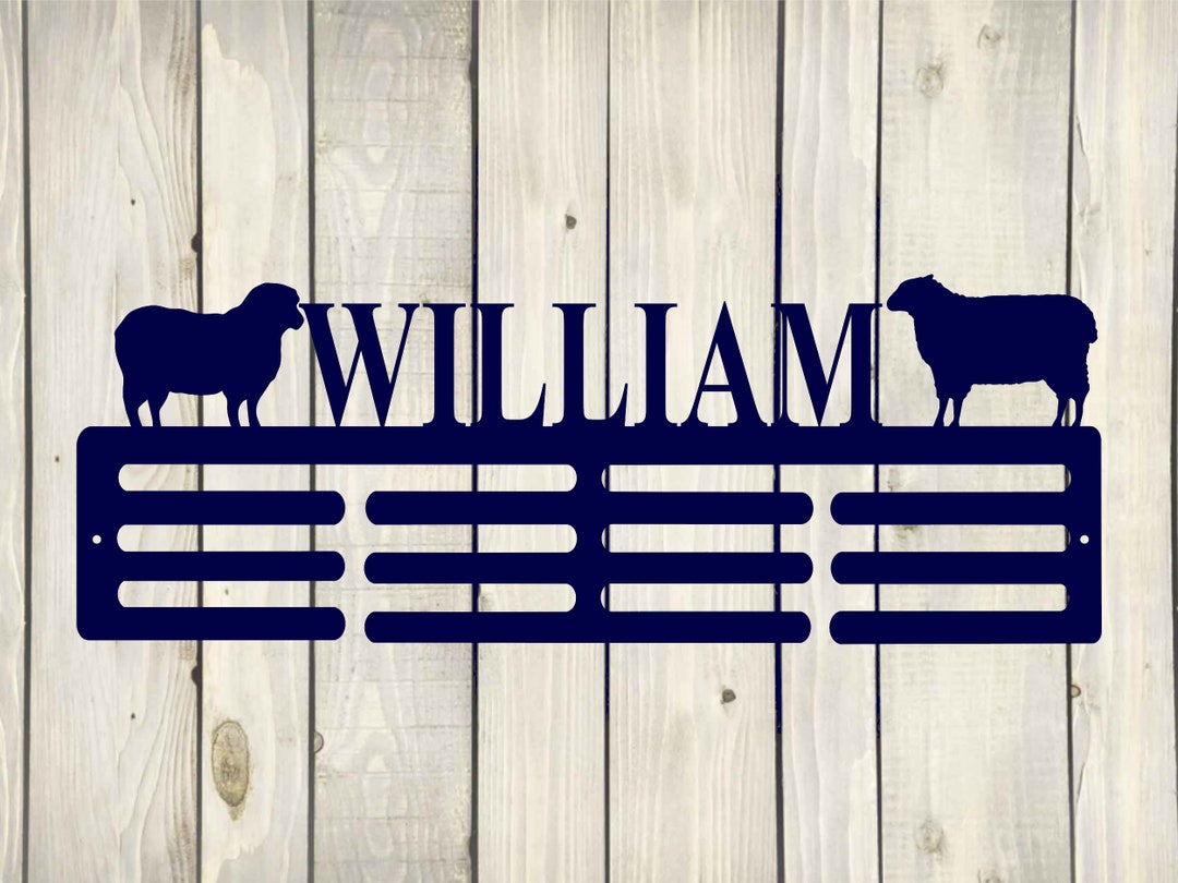 Sheep Custom Name Medal Hanger Monogram - 12 Rungs for Medals & Ribbons ...