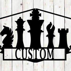 Chess Custom Name Metal Sign, Kids Room Decor, Chess Sign, Metal Chess ...