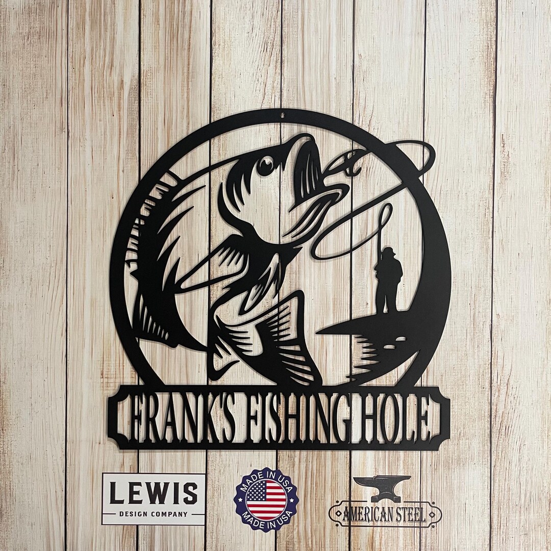 Custom Bass Fish Metal Monogram, Bass Fishing, Custom Name Sign ...
