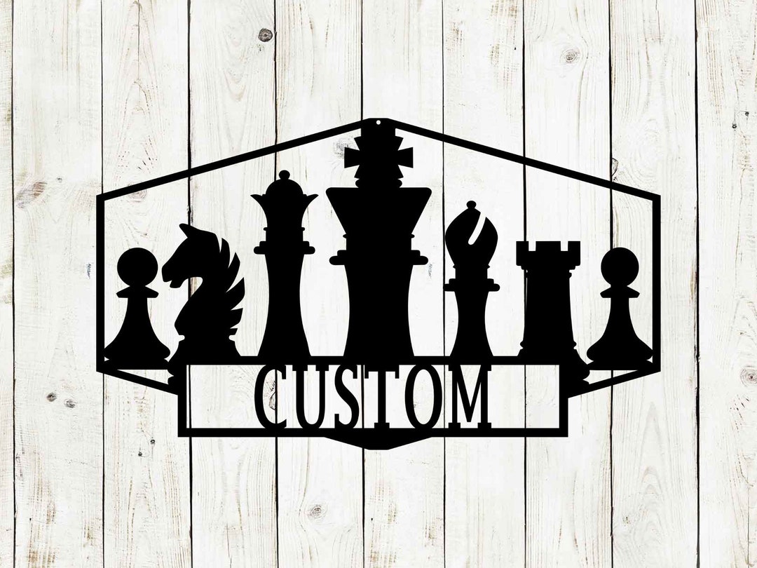 Chess Custom Name Metal Sign, Kids Room Decor, Chess Sign, Metal Chess ...