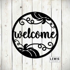 Fall Welcome Metal Door Hanger, Fall Door Hanger, Pumpkin Decor, Fall ...