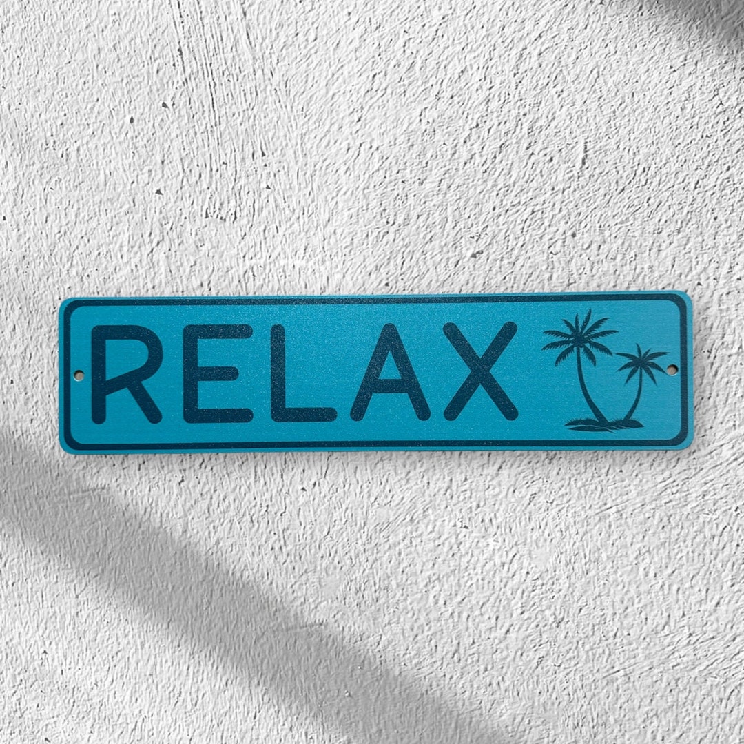 Relax Beach Sign, Custom Metal Powder Coated & Printed Name Sign - Etsy