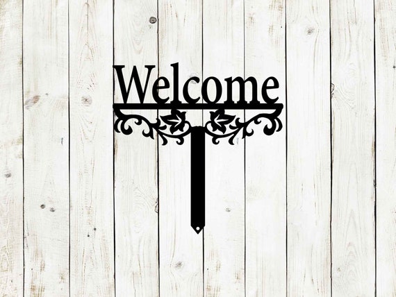Welcome Yard Stake Metal Sign Garden Stake Garden Art Metal - Etsy