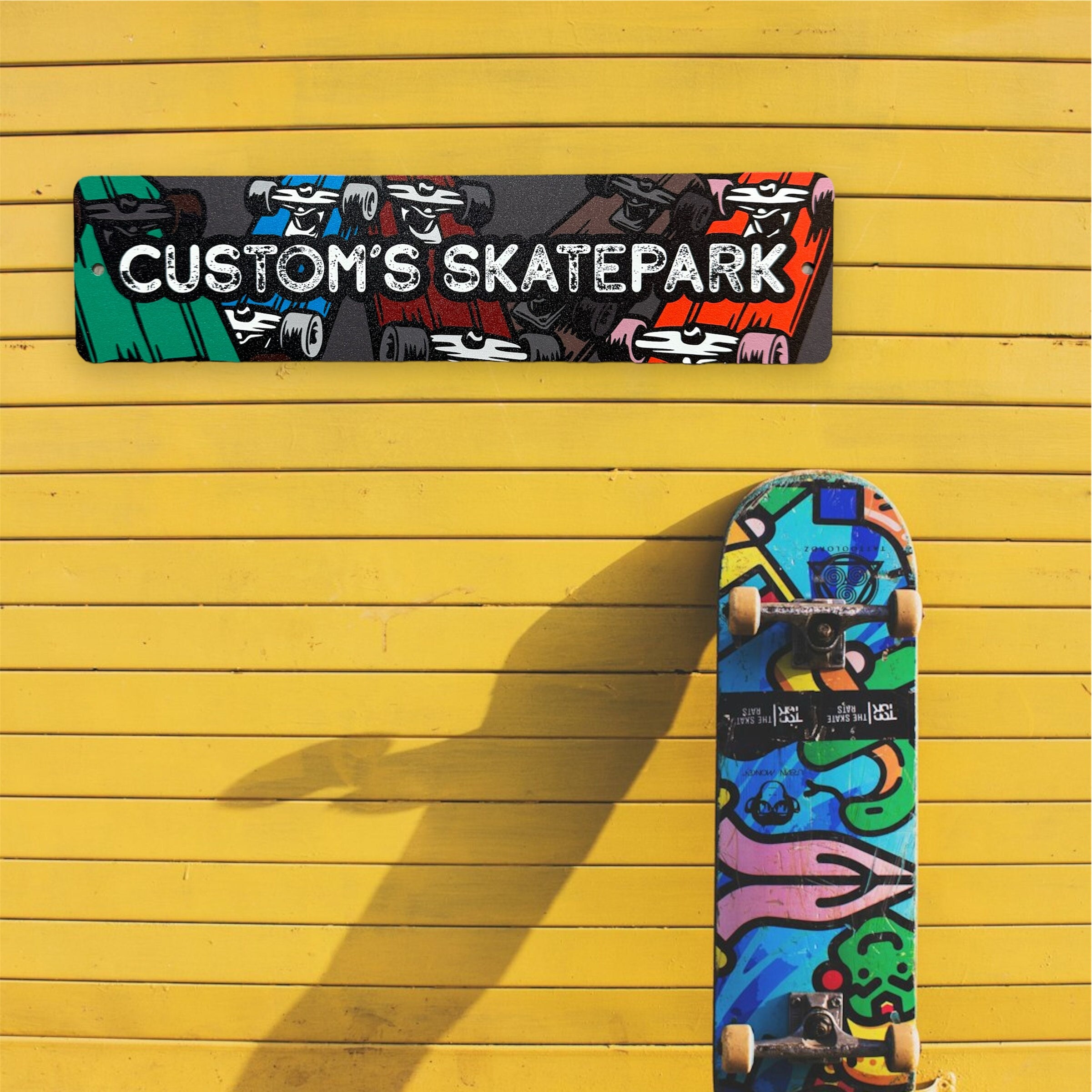 Custom Skatepark Sign, Custom Metal Powder Coated & Printed Name Sign ...
