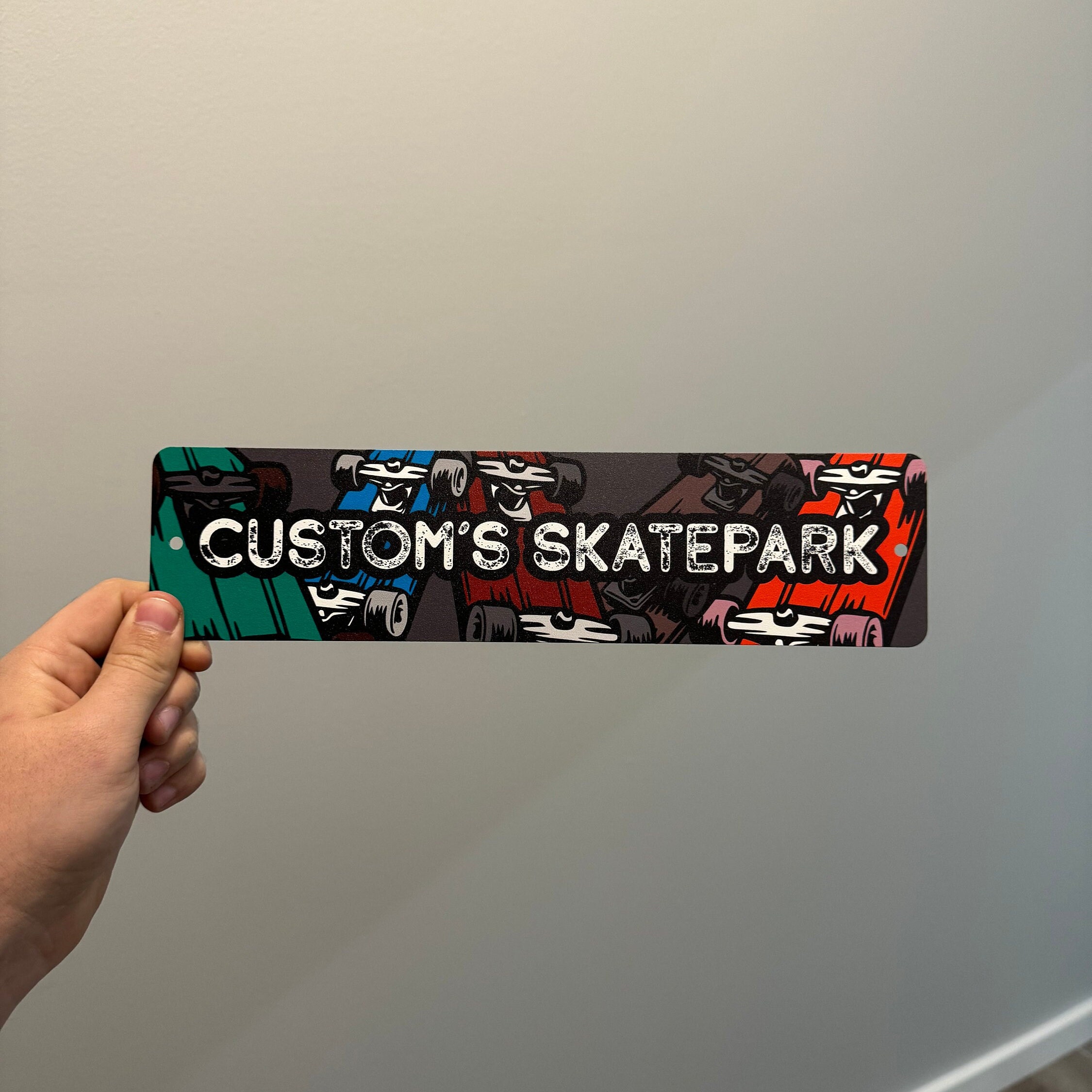 Custom Skatepark Sign, Custom Metal Powder Coated & Printed Name Sign ...