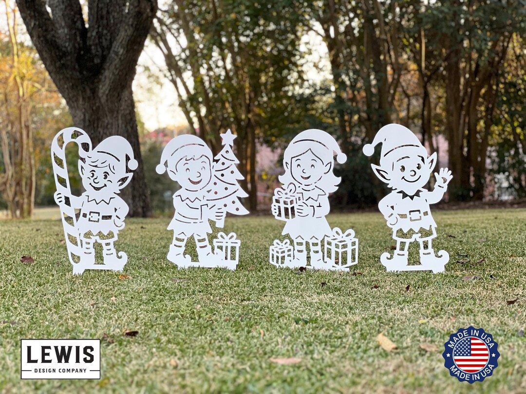 Elves Christmas Yard Signs – Festive Elf Decor Set, Metal Elf Signs ...