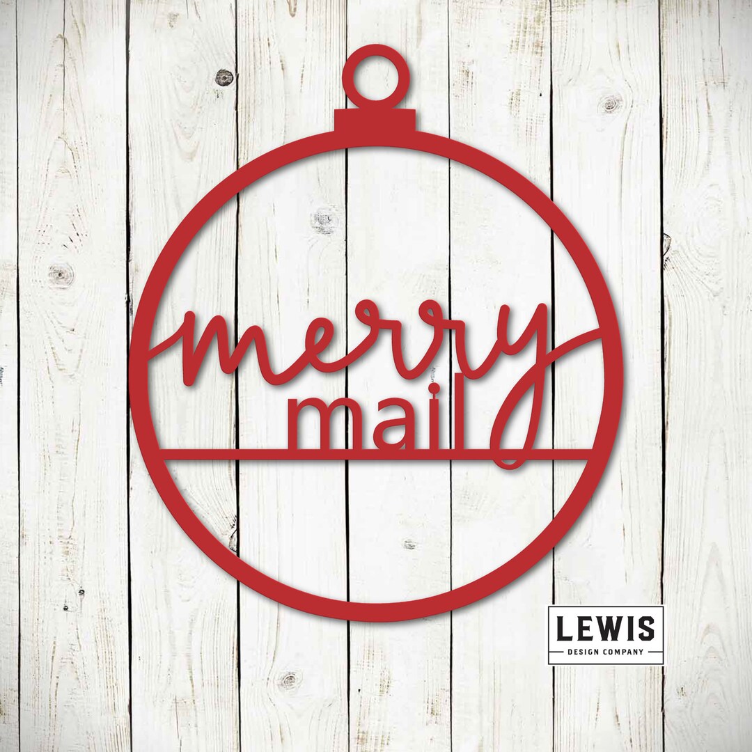 Merry Mail Christmas Metal Sign, Christmas Card Photo Holder, Holiday ...