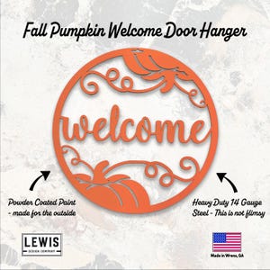 Fall Welcome Metal Door Hanger, Fall Door Hanger, Pumpkin Decor, Fall ...