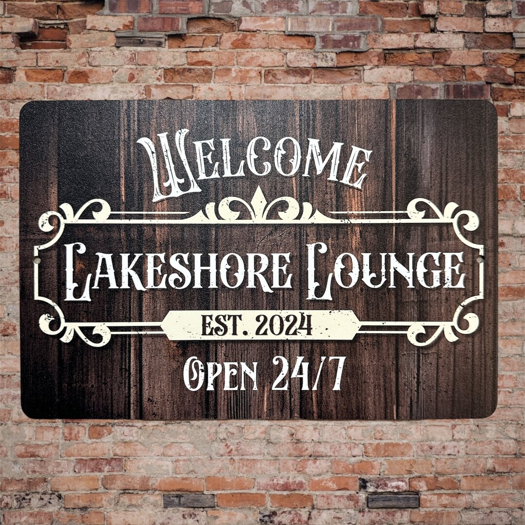 Custom Bar Welcome Sign, Custom Metal Powder Coated & Printed Name Sign ...