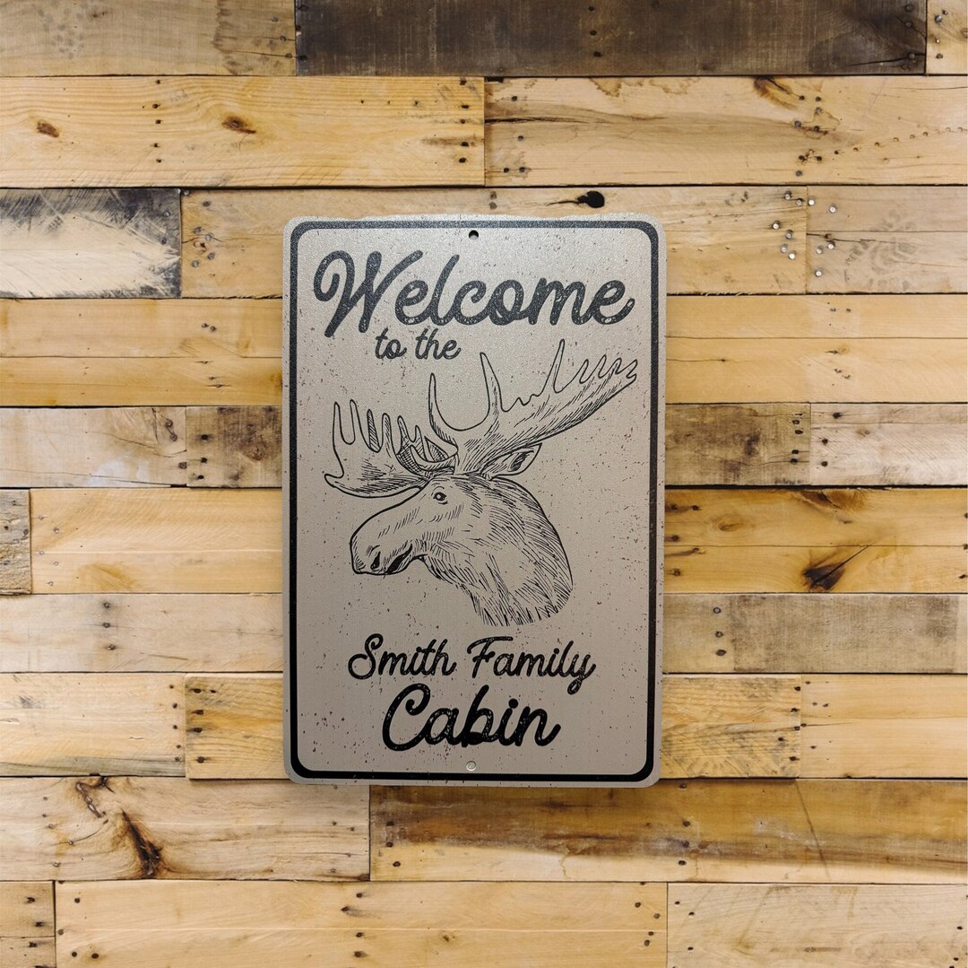 Custom Cabin Welcome Sign, Custom Metal Powder Coated & Printed Name ...