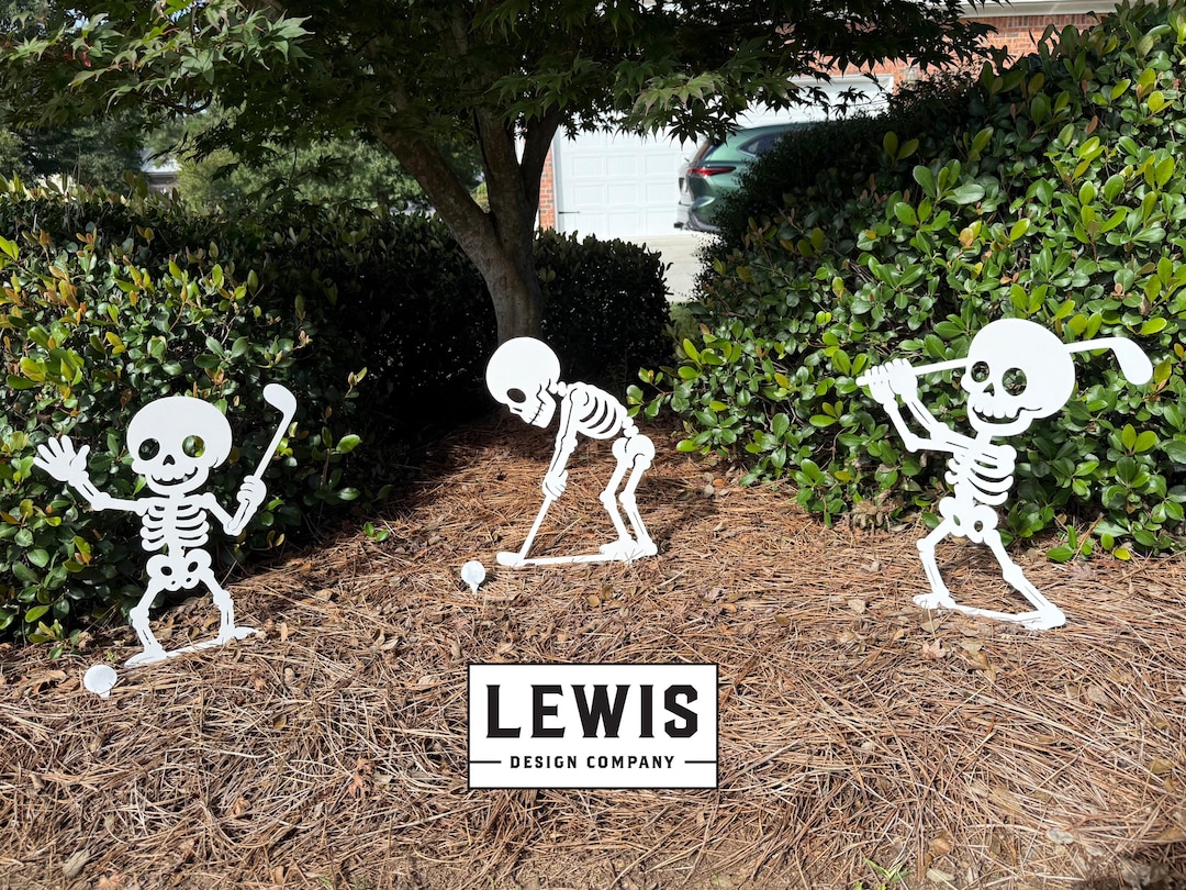 Metal Skeleton Golfer Yard Stakes – Halloween Skeleton Golfer ...