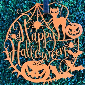 Happy Halloween Web Metal Sign Door Decor, Halloween Metal Sign, Scary ...