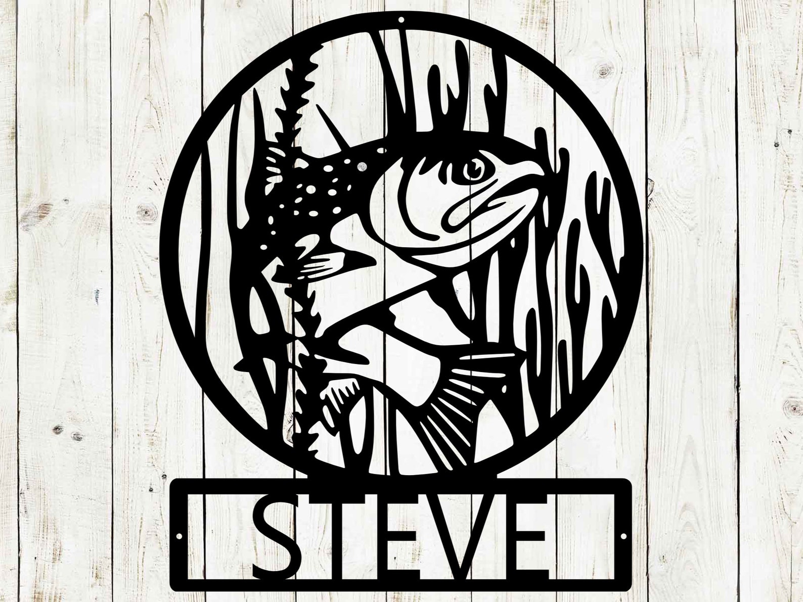 Trout Fish Monogram, Custom Name Sign, Monogram, Wedding Gift, Fishing ...