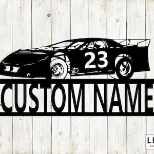 Race Car Custom Name Metal Sign, Race Car Sign, Dirt Track Racing Sign ...