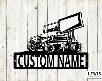 Race Car Custom Name Metal Sign, Race Car Sign, Dirt Track Racing Sign ...