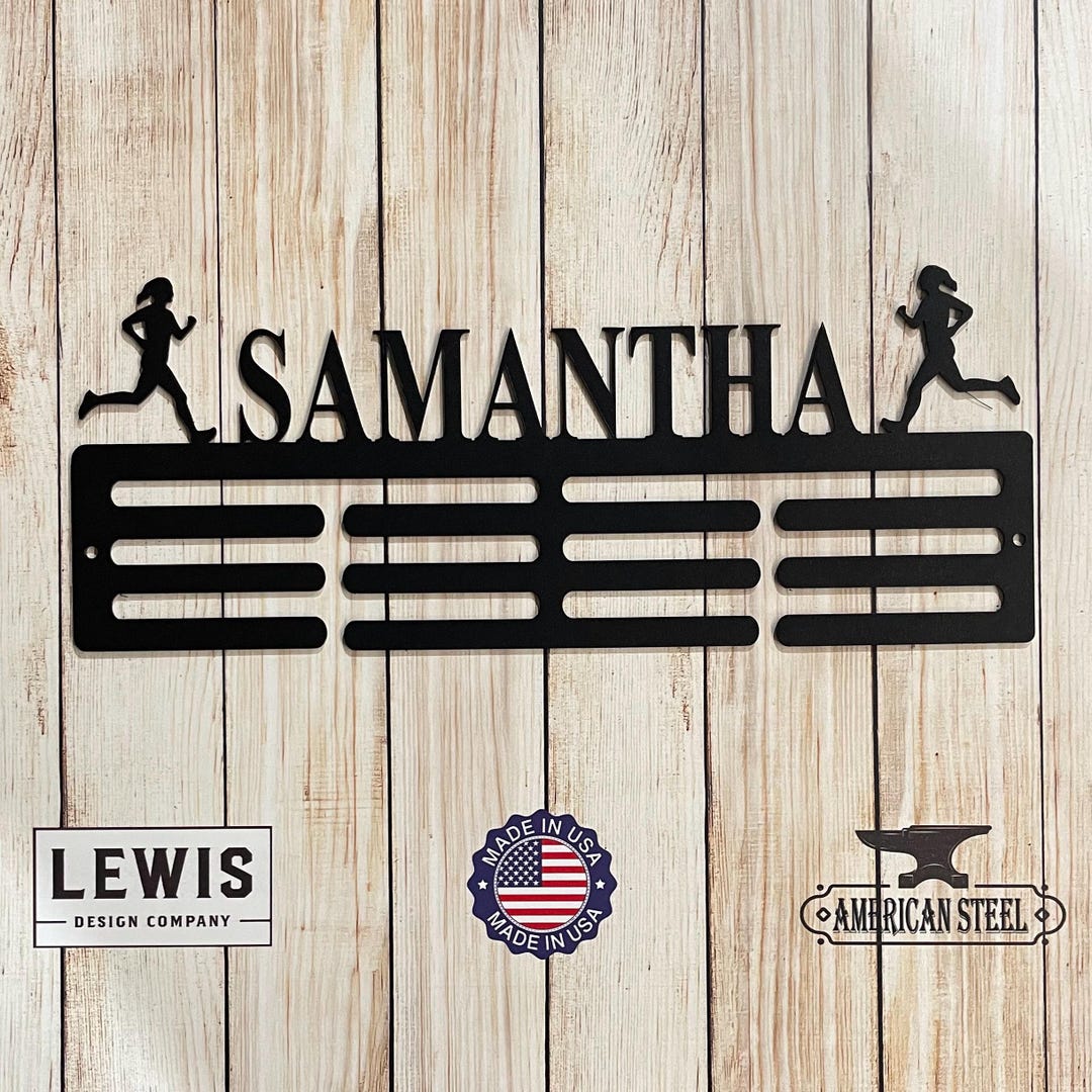 Running Custom Name Medal Hanger Monogram - 12 Rungs for Medals ...