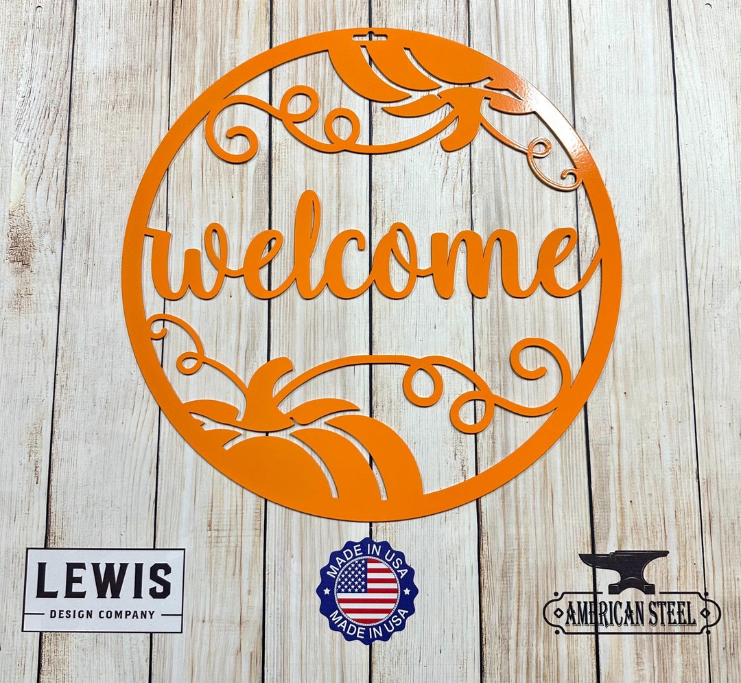 Fall Welcome Metal Door Hanger, Fall Door Hanger, Pumpkin Decor, Fall ...