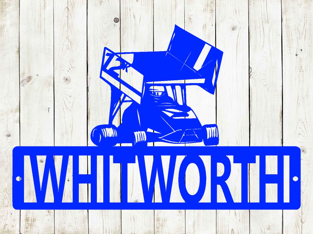 Winged Go Kart Custom Name Metal Sign, Go Kart Sign, Dirt Track Racing ...