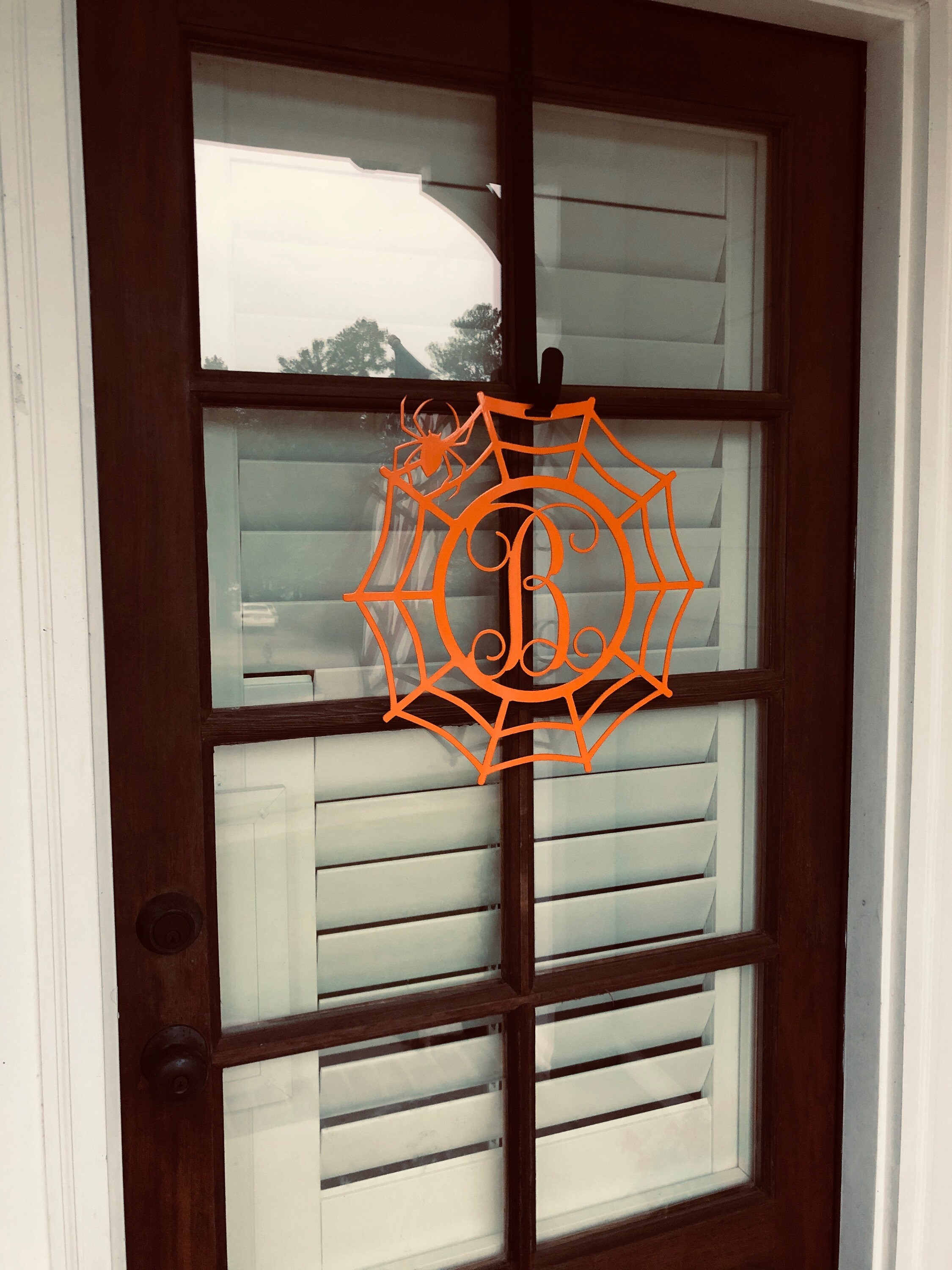 Spider Web Custom Monogram Metal Sign Halloween Door Hanger - Etsy