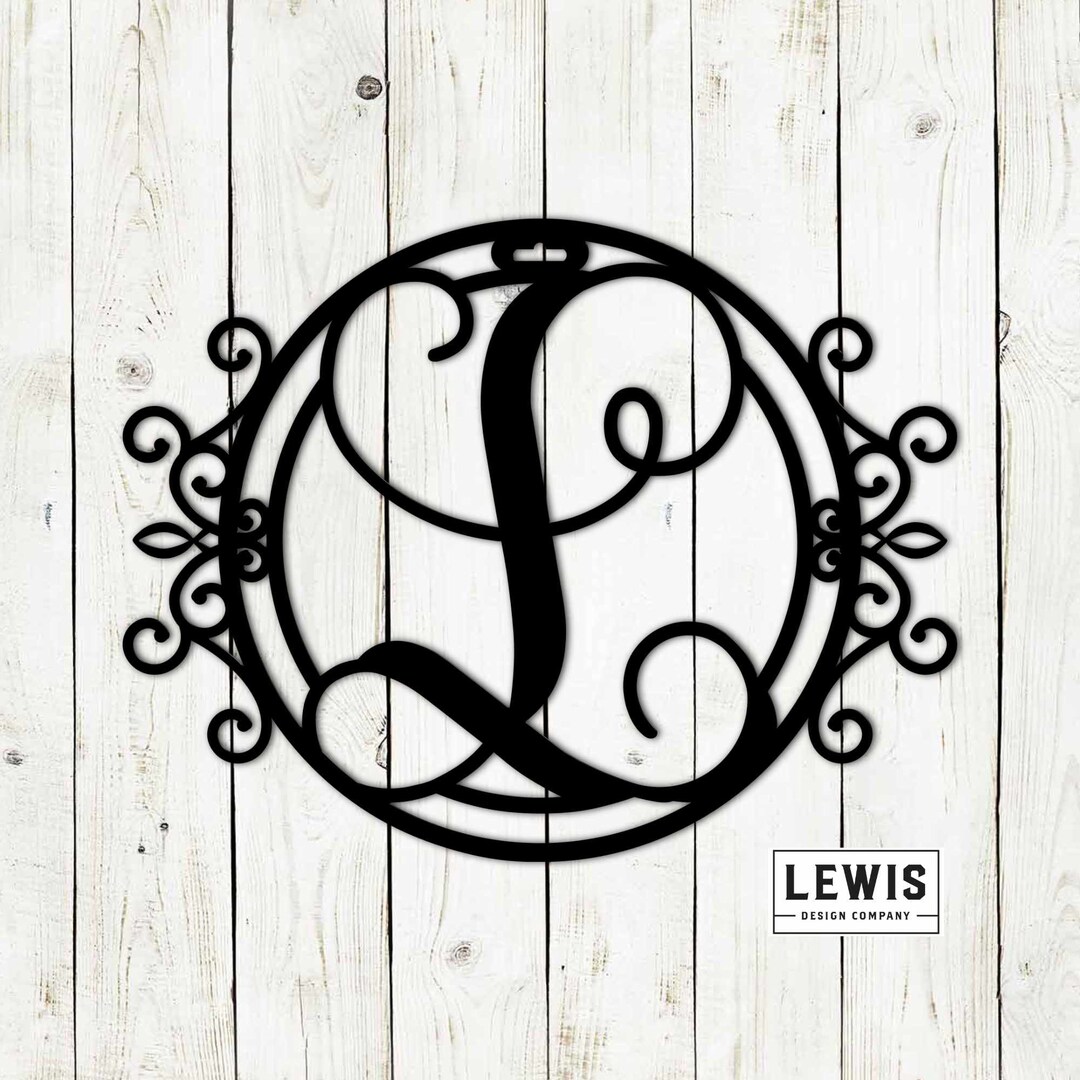 Vine Letter Monogram Custom Metal Wreath, Monogram Front Door Hanger ...