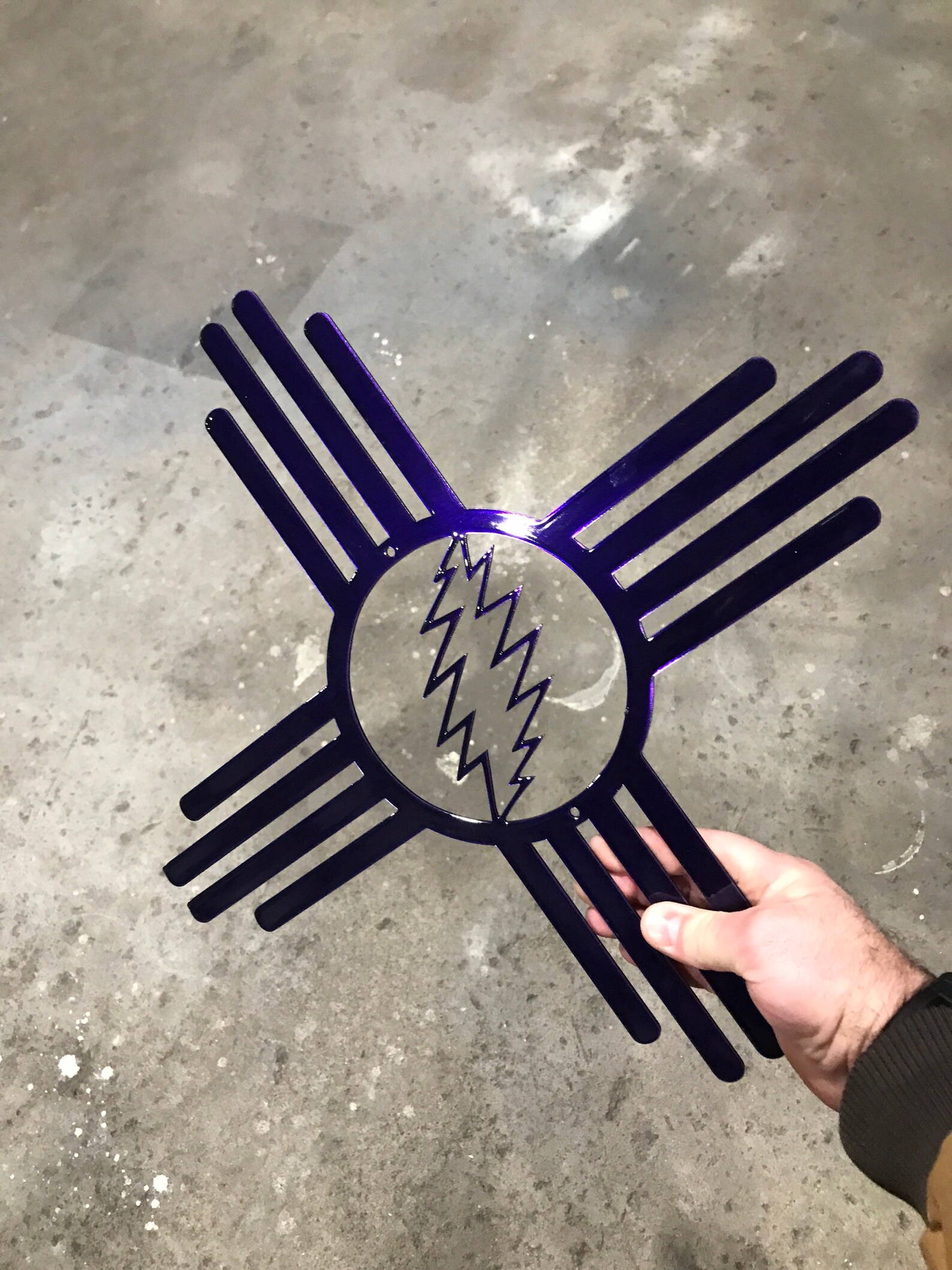 Zia Sun With Lightning Metal Sign, New Mexico, Zia Cross, Metal Art ...