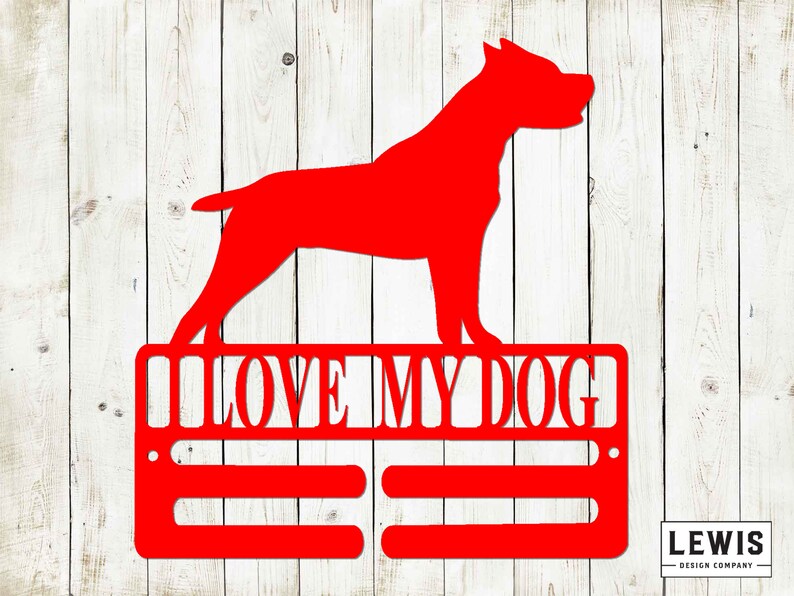 Pitbull Leash Hanger With Custom Name, Metal Sign, Pitbull, Custom ...