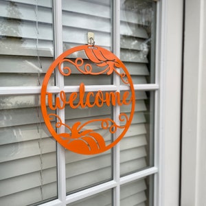 Fall Welcome Metal Door Hanger, Fall Door Hanger, Pumpkin Decor, Fall ...