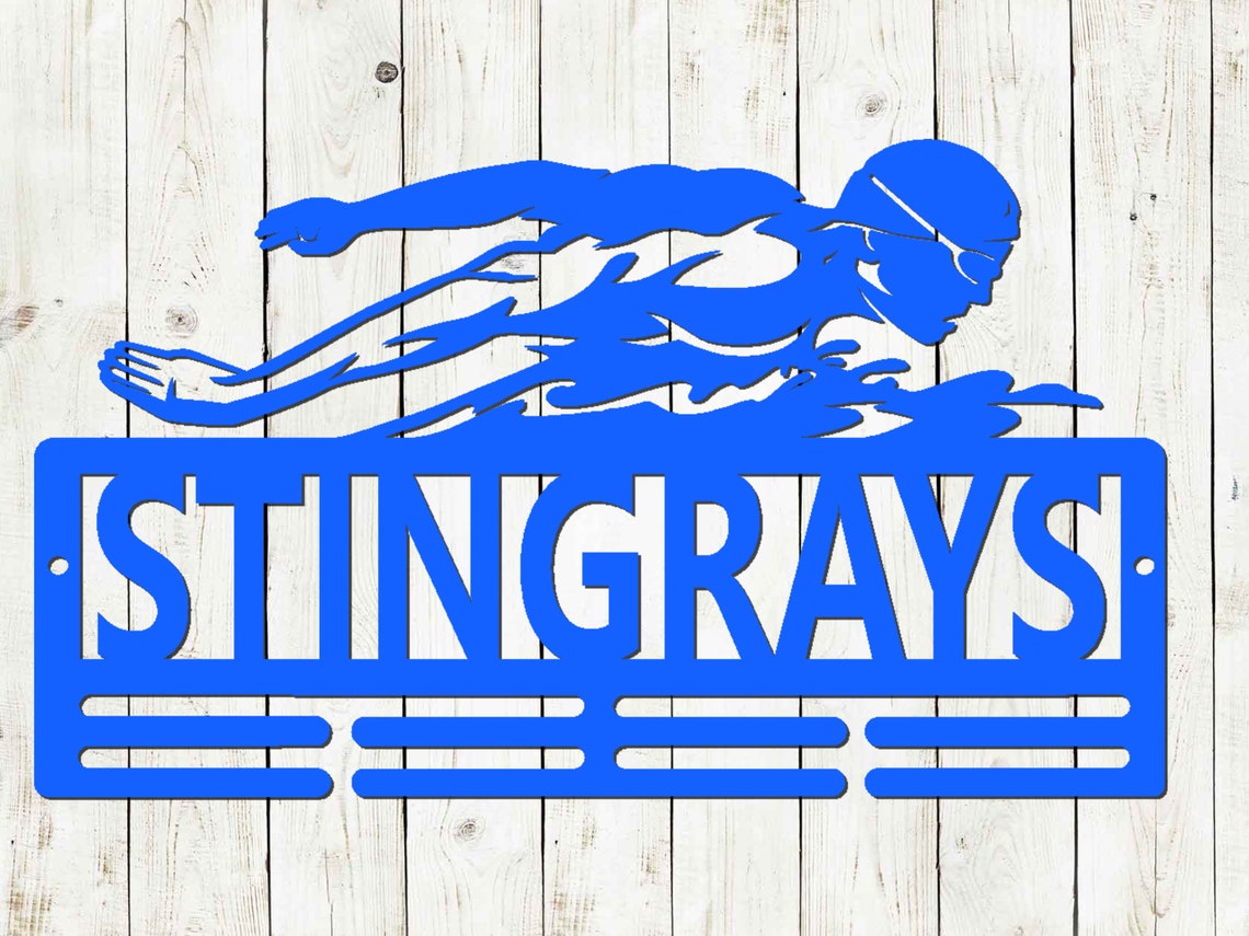 Swimming Male Medal Hanger Custom Name Metal Sign , Kids Room Decor ...