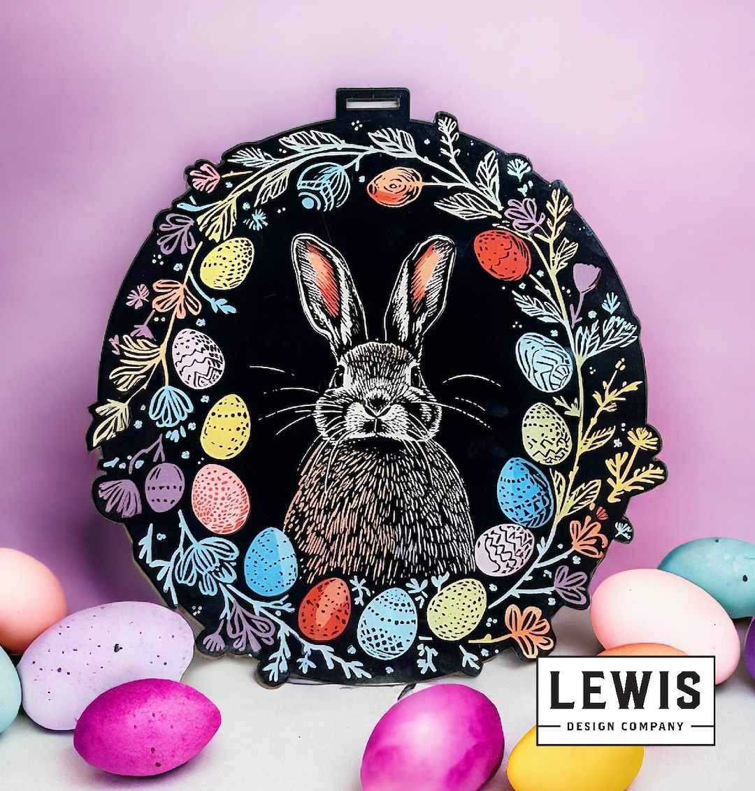 Easter Bunny Design Acrylic Door Hanger, Easter Decor, Easter Wreath ...