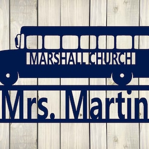 School Bus Custom Name Metal Sign, Classroom Custom Sign, Personalized ...