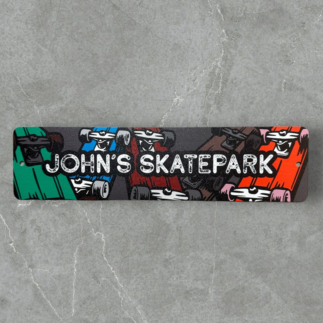 Custom Skatepark Sign, Custom Metal Powder Coated & Printed Name Sign ...