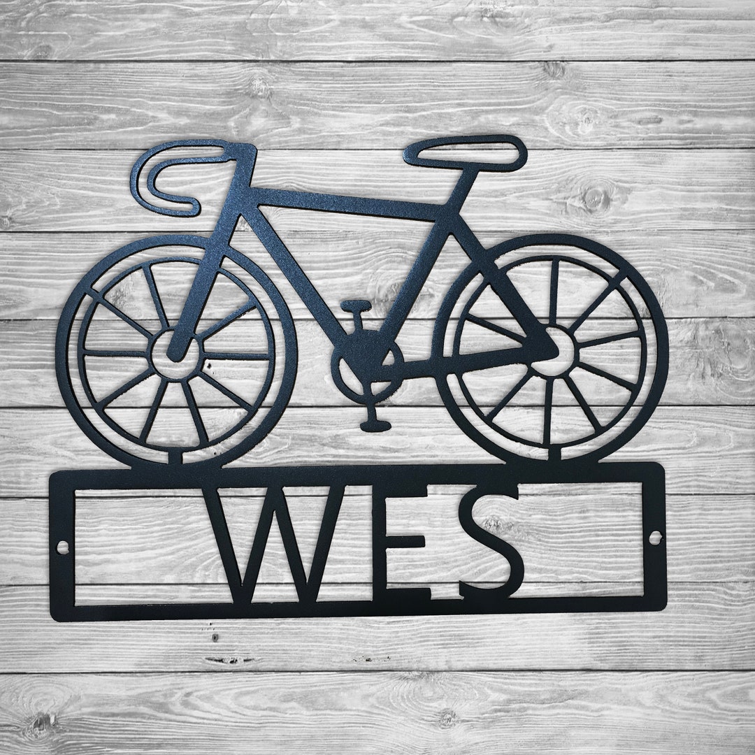 Bicycle Custom Monogram Steel Sign, Bicycle Sign, Custom Name Sign ...