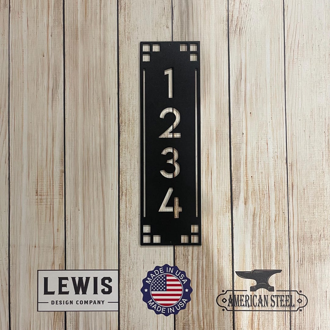 Vertical Address Plaque Art Deco Style, Custom Metal Powder Coated ...
