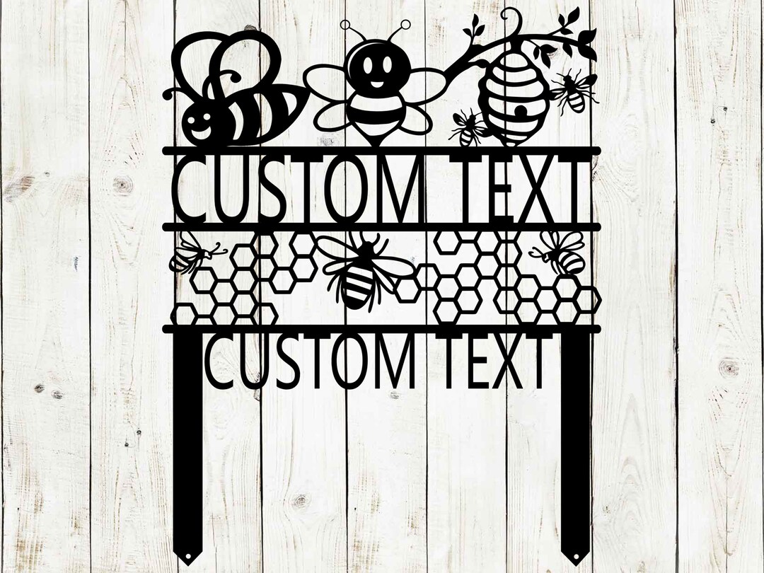 Custom Honey Bee Garden Sign, Personalized Garden Sign, Garden Stake ...