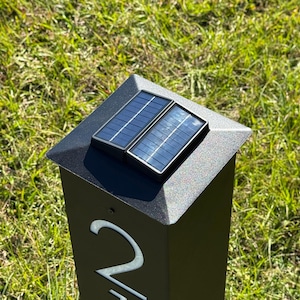 Modern Address Numbers Column, Metal Address Post, Optional Solar Light ...