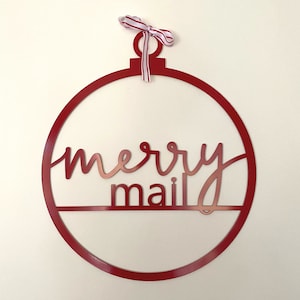Merry Mail Christmas Metal Sign, Christmas Card Photo Holder, Holiday ...
