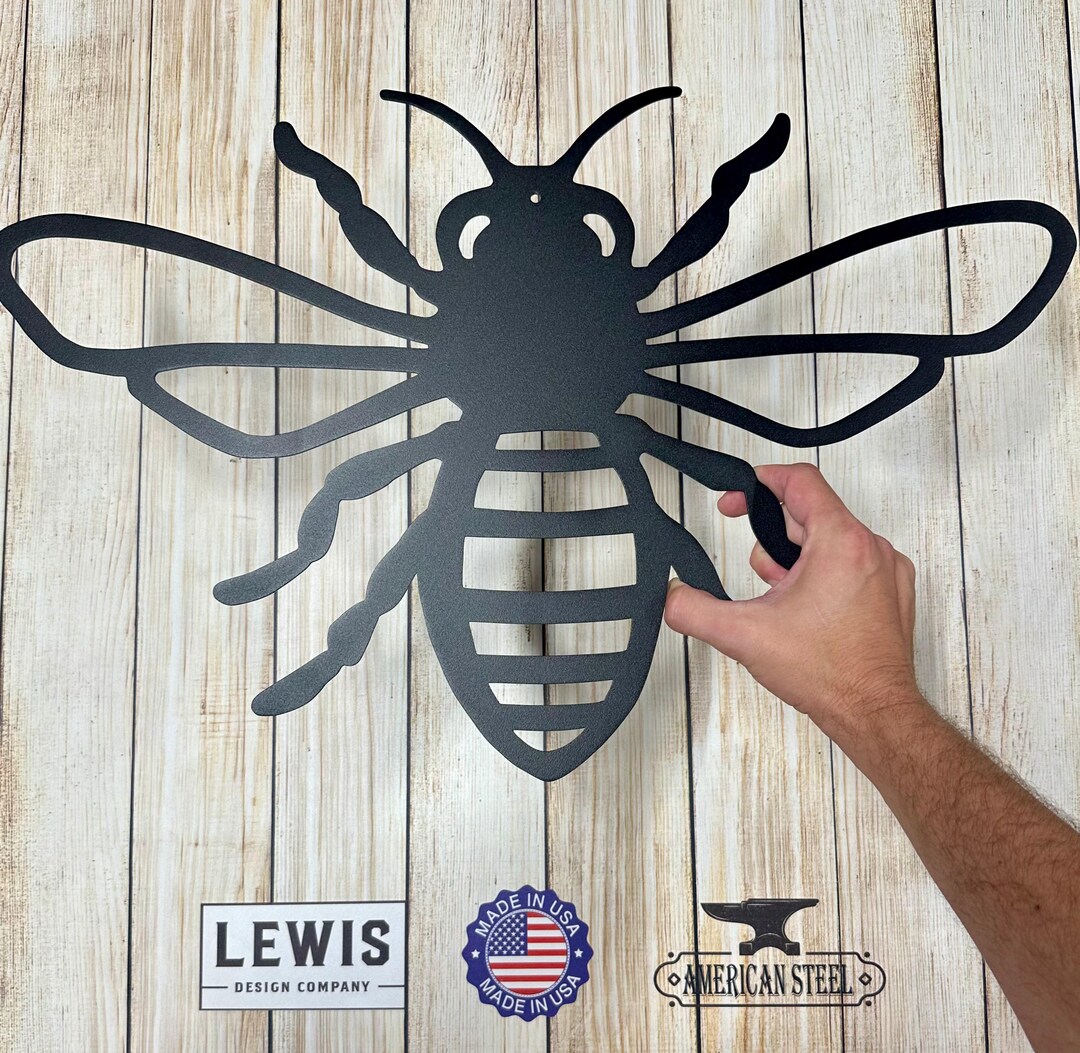 Honey Bee Metal Sign, Honey Bee Garden Art, Bee Wall Decor, Bumble Bee ...