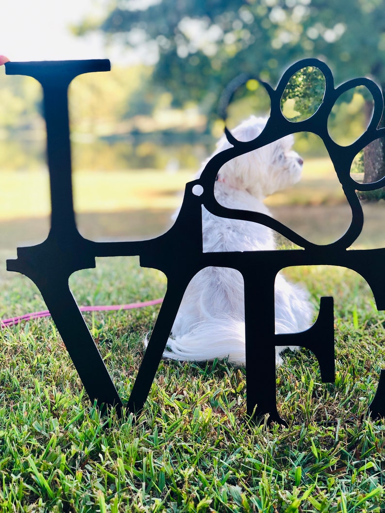 Dog Love Paw Metal Sign, Dog Sign, Dog Gift, Pet Gift, Dog Decor, Pet ...