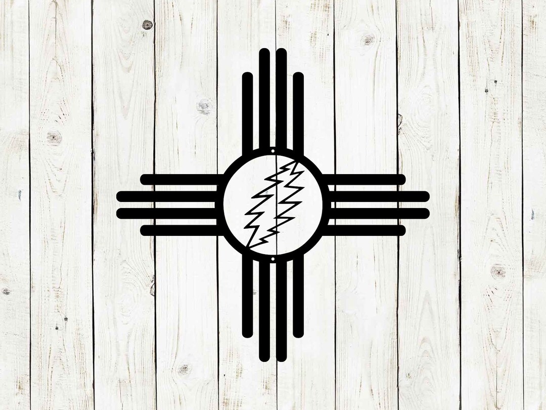 Zia Sun With Lightning Metal Sign, New Mexico, Zia Cross, Metal Art ...