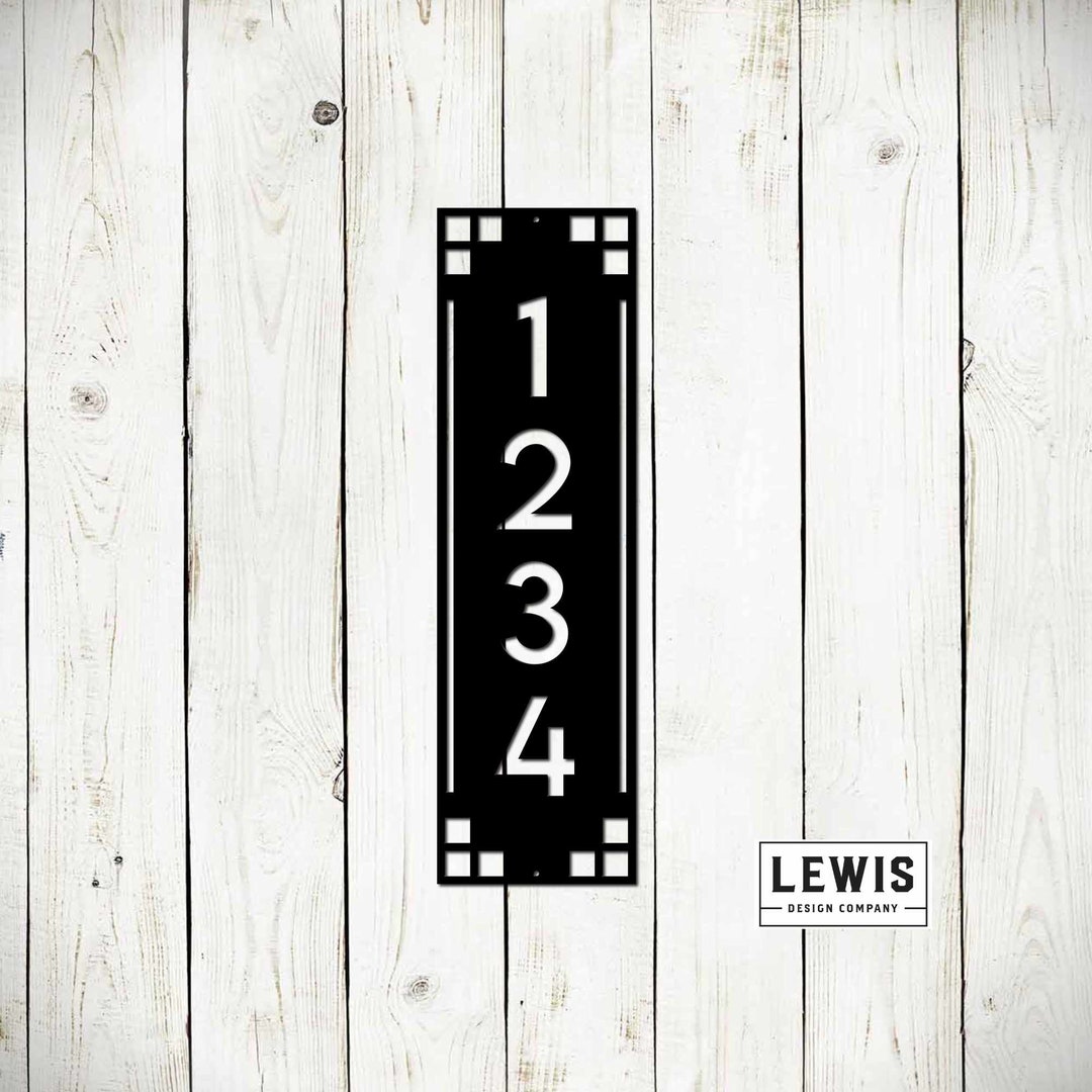 Vertical Address Plaque Art Deco Style, Custom Metal Powder Coated ...