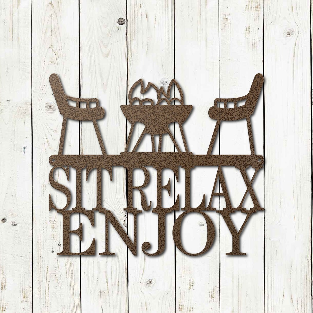 Sit, Relax, Enjoy Metal Wall Sign, Porch Decor, Patio Wall Art, Wall ...