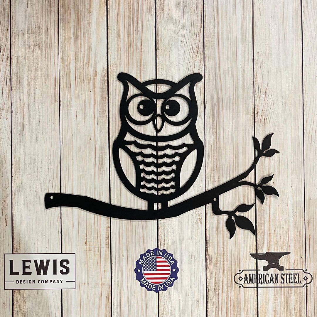Owl on Branch Metal Wall Decoration, Metal Owl Decor, Metal Wall Art ...