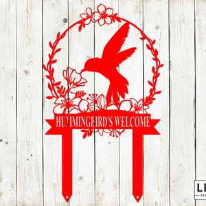 Custom Hummingbird Garden Metal Stake, Personalized Garden Sign, Garden ...